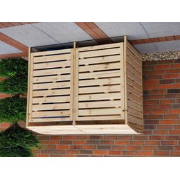 M&uuml;lltonnenbox Promadino, B:92cm H:122cm T:148cm, beige, Massivholz, Metall, Aufbewahrungsboxen, "Vario III", f&uuml;r 2 Tonnen, robust aus zertifiziertem