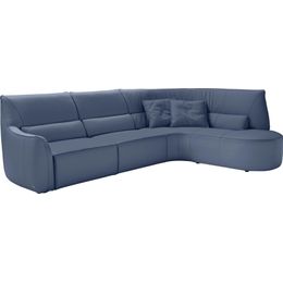 Ecksofa Egoitaliano, B:330cm H:88cm T:205cm, blau, Leder »BULL« (echtes Rindsleder). Geschliffenes, pigmentiertes und behandeltes Rindsleder mit