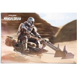 Poster Reinders, B:91,5cm H:61cm T:0,1cm, beige, Papier, K&uuml;che, Bilder, "The Mandalorian - Speederbike"