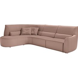 Ecksofa Egoitaliano, B:330cm H:88cm T:205cm, rosa, Leder »BULL« (echtes Rindsleder). Geschliffenes, pigmentiertes und behandeltes Rindsleder mit