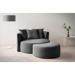 XXL-Sessel, B:153cm H:98cm T:208cm, grau, LeGer Home by Lena Gercke, Sessel, "ISALIE, Rundsessel mit Hocker, Lesesessel, Loveseat, Big-Sessel",