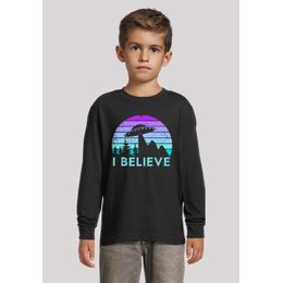 F4NT4STIC Jungen T-Shirt "I BELIEVE UFO Alien Raumschiff Retro", schwarz, Gr. 110, Obermaterial: 100% Baumwolle, Shirts, Premium Qualität