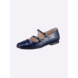 Heine Damen Ballerina, Gr. 39, blau, Lackleder, Leder, Rindsleder, Schuhe