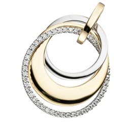 Jobo Damen Kettenanh&auml;nger "Anh&auml;nger mit 42 Diamanten", SI = kleine Einschl&uuml;sse, Diamanten Gelbgold 585 Wei&szlig;gold 585, gelb, Diamanten, Gelbgold 585,