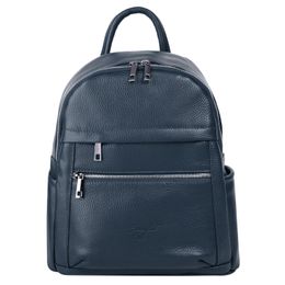Samantha Look Cityrucksack, blau, Leder, Rindsleder, Rucksäcke, echt Leder, Made in Italy