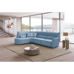 Ecksofa Egoitaliano, B:330cm H:88cm T:205cm, blau, Leder »BULL« (echtes Rindsleder). Geschliffenes, pigmentiertes und behandeltes Rindsleder mit