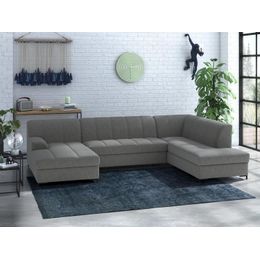 Wohnlandschaft Inosign, B:297cm H:75cm T:195cm, grau, 95% Polyester, 5% Nylon, Sofas, "Balme, moderne Formensprache, zeitloses Design, U-Form", Inkl.