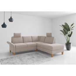 Ecksofa Home Affaire, B:240cm H:90cm T:216cm, grau, 100% Polyester, Wohnzimmer, Sofas, "Rochelle, L-Form", wahlweise mit Armteilverstellung,