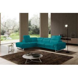Ecksofa Egoitaliano, B:278cm H:100cm T:221cm, blau, Wohnzimmer, Sofas, "Candice, elegant, edel und bequem, erstklassiger Sitzkomfort, L-Form", inkl.
