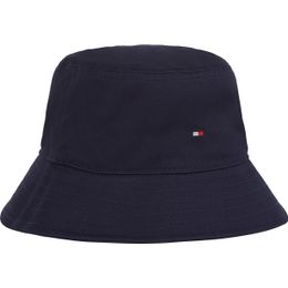 Tommy Hilfiger Damen Fischerhut "SMALL FLAG BUCKET HAT", blau, Gr. S, unifarben, Web, Baumwolle, Hüte, Logostickerei, Sonnenschutz