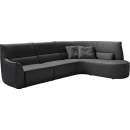 Ecksofa Egoitaliano, B:330cm H:88cm T:205cm, schwarz, Leder »BULL« (echtes Rindsleder). Geschliffenes, pigmentiertes und behandeltes Rindsleder mit