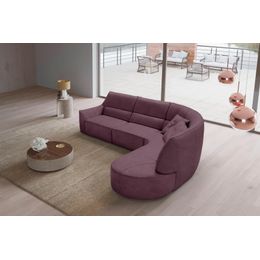 Ecksofa Egoitaliano, B:330cm H:88cm T:205cm, lila, Wohnzimmer, Sofas, "Puffy, extravagant & edel, Retro Designsofa, hoher Sitzkomfort, L-Form", mit