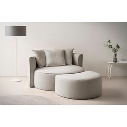 XXL-Sessel, B:153cm H:98cm T:208cm, grau, LeGer Home by Lena Gercke, Sessel, "ISALIE, Rundsessel mit Hocker, Lesesessel, Loveseat, Big-Sessel",