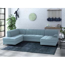 Wohnlandschaft Inosign, B:297cm H:75cm T:195cm, blau, 95% Polyester, 5% Nylon, Sofas, "Balme, moderne Formensprache, zeitloses Design, U-Form", Inkl.