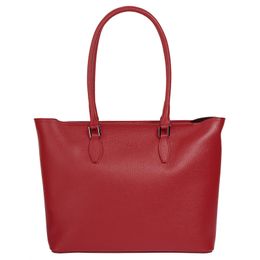 CLUTY Damen Shopper, rot, Leder, leicht glänzend, unifarben, Taschen, echt Leder, Made in Italy
