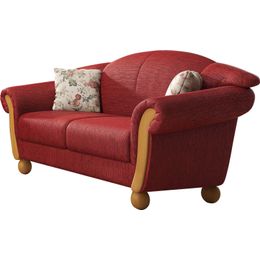 2-Sitzer Home Affaire, B:159cm H:83cm T:81cm, rot, Chenille &raquo;Esparta&laquo; (70% Polyacryl, 30% Polyester) auf Korpus und Zierkissen, Sitz und R&uuml;cken im