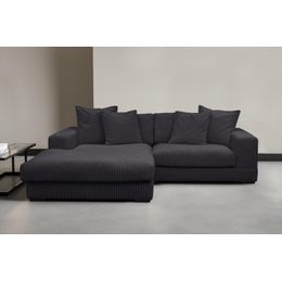 Ecksofa WERK2, B:285cm H:99cm T:195cm, schwarz, 100% Polyester, Wohnzimmer, Sofas, "Eldorado, Megasofa, Polsterecke mit viel Platz, Breite 285cm,