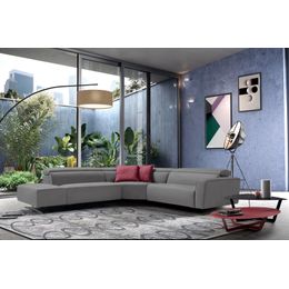 Ecksofa Egoitaliano, B:314cm H:96cm T:284cm, grau, LEDER BACIO hat eine weiche und wachsartige Hand mit halb undurchsichtigem Aussehen. Es handelt
