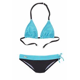 Buffalo Mädchen Triangel-Bikini, blau, Gr. 128, gepunktet, kariert, Polyamid, Bikini-Sets, mit Mustermix aus Karo und Punkten