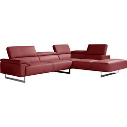 Ecksofa Egoitaliano, B:300cm H:94cm T:107cm, rot, Leder »BULL« (echtes Rindsleder). Geschliffenes, pigmentiertes und behandeltes Rindsleder mit einer