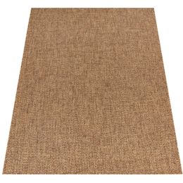 Teppich Paco Home, B:120cm H:4mm L:160cm, braun, Polyester, Wohnzimmer, Teppiche, "Luca 421", Flachgewebe, meliert, geometrisch, In- und Outdoor
