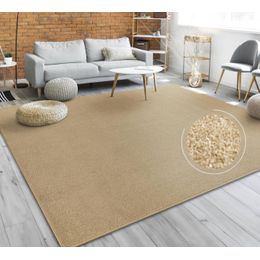 Teppich Paco Home, B:60cm H:13mm L:100cm, gold, Obermaterial: 100% Polypropylen, Wohnzimmer, Teppiche, "Porto 890", Kurzflor, Uni-Farben, ideal im