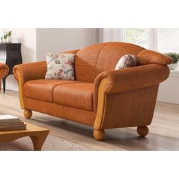 2-Sitzer Home Affaire, B:159cm H:83cm T:81cm, orange, Chenille &raquo;Esparta&laquo; (70% Polyacryl, 30% Polyester) auf Korpus und Zierkissen, Sitz und R&uuml;cken im