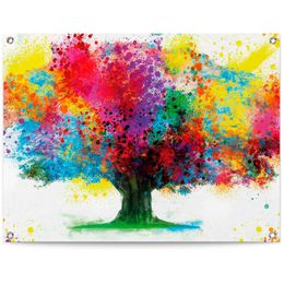 Poster Reinders, B:80cm H:60cm T:0,1cm, bunt, Leinwand, Bilder, "Farbkleckse Baum"