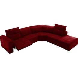 Ecksofa Egoitaliano, B:300cm H:100cm T:274cm, rot, Leder »BULL« (echtes Rindsleder). Geschliffenes, pigmentiertes und behandeltes Rindsleder mit
