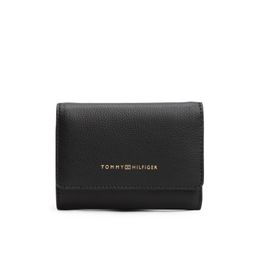 Tommy Hilfiger Damen Geldbörse "TH LOGOTAPE TRIFOLD", schwarz, Lederimitat, unifarben, Kleinlederwaren, Damen Geldbeutel, Portemonnaie mit