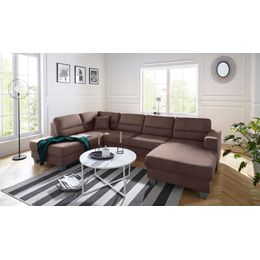 Wohnlandschaft Trendmanufaktur, B:310cm H:85cm T:203cm, braun, Sofas, "Chamber, zeitlos&modern, hoher Sitzkomfort, Breite 310cm, U-Form", wahlweise