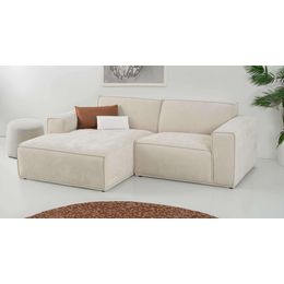 Ecksofa Home Affaire, B:228cm H:75cm T:156cm, beige, 100% Polyester, Wohnzimmer, Sofas, "Avelin, 228 cm, L-Form, Chenille, Struktur-Boucle", mit