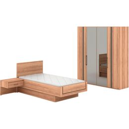 Schlafzimmer-Set Musterring, braun, Glas, Hartfaserplatte, Holz teilmassiv, Holzwerkstoff, Massivholz, Spanplatte, Schlafzimmermöbel-Sets, "Sorrent,