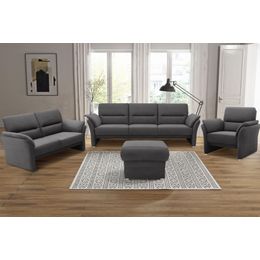 2-Sitzer DOMO collection, B:159cm H:95cm T:88cm, grau, 100% Polyester, Sofas, "Pina, schmale Armlehnen, mit Federkern, kompakt & elegant", Hoher