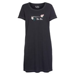Vivance Dreams Damen Sleepshirt, Gr. 36, schwarz, Single Jersey, Obermaterial: 50% Baumwolle, 50% Viskose, unifarben, Kleider