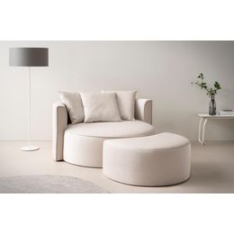 XXL-Sessel, B:153cm H:98cm T:208cm, beige, LeGer Home by Lena Gercke, Sessel, "ISALIE, Rundsessel mit Hocker, Lesesessel, Loveseat, Big-Sessel",
