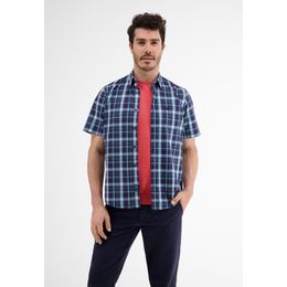 Lerros Herren Kurzarmhemd "Lerros Halbarmhemd *Poplin Check*", blau, Gr. S, 100% Baumwolle, Hemden