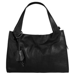CLUTY Damen Shopper, schwarz, Leder, leicht glänzend, unifarben, Taschen, echt Leder, Made in Italy