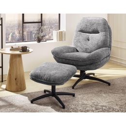 Jockenh&ouml;fer Relaxsessel, B:80cm H:98cm T:84cm, grau, JOCKENH&Ouml;FER GRUPPE, Wohnzimmer, Sessel, "Stuart", Inklusive Hocker, 360 Drehfunktion und Wippfunktion