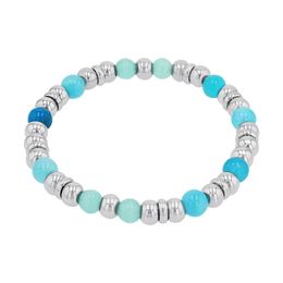 s.Oliver Damen Armband "2039730", 17cm, Edelstahl, blau, Edelstahl, Armbänder, mit Chalcedon, Katzenauge (echt)
