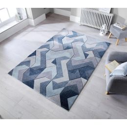 Teppich FLAIR RUGS, B:200cm H:11mm L:290cm, blau, Kunstfaser, Wohnzimmer, Teppiche, "AURORA", Handgeschnitzt