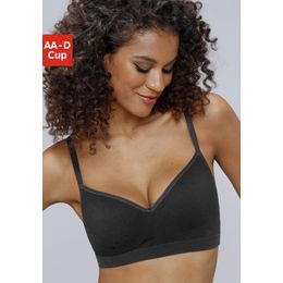 Lascana Damen Push-up-BH "COMFY BRA", Gr. 70, schwarz, Piqu&eacute;, Obermaterial: 50% Baumwolle, 33% Polyamid, 14% Polyester, 3% Elasthan, BHs, mit B&uuml;gel