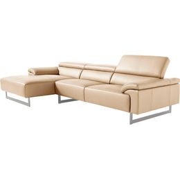 Ecksofa Egoitaliano, B:287cm H:94cm T:165cm, beige, Leder »BULL« (echtes Rindsleder). Geschliffenes, pigmentiertes und behandeltes Rindsleder mit
