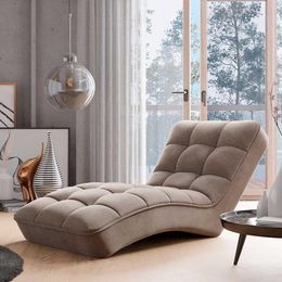 Pharao24.de Relaxliege Polsterliege in Beigegrau aus Velours