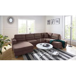Wohnlandschaft Trendmanufaktur, B:310cm H:85cm T:203cm, braun, Sofas, "Chamber, zeitlos und modern, bequem, hoher Sitzkomfort, U-Form", wahlweise mit