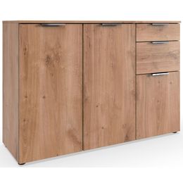 Kombikommode wimex, B:122cm H:84cm T:41cm, braun, Spanplatte, Schlafzimmer, Sideboards, "Level by fresh to go", 3-t&uuml;rig, mit 2 Schubladen und