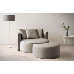 XXL-Sessel, B:153cm H:98cm T:208cm, grau, LeGer Home by Lena Gercke, Sessel, "ISALIE, Rundsessel mit Hocker, Lesesessel, Loveseat, Big-Sessel",