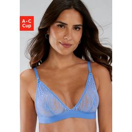 s.Oliver Damen Bralette-BH "Clemence", Gr. 70, blau, Spitze, Obermaterial: 87% Polyamid, 13% Elasthan, BHs, ohne Bügel aus graphischer Spitze in