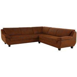 Home Affaire Ecksofa "Yesterday L-Form, B/T: 254/91 cm, belastbar bis 140kg/ Sitz", B/H/T: 254cm x 80cm x 91cm, Microfaser MELROSE, braun,