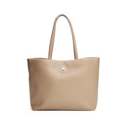 Tommy Hilfiger Damen Tragetasche "TH MODERN TOTE", beige, Lederimitat, unifarben, Taschen, Damen Schultertasche, Umh&auml;ngetasche mit TH-Schmuckelement